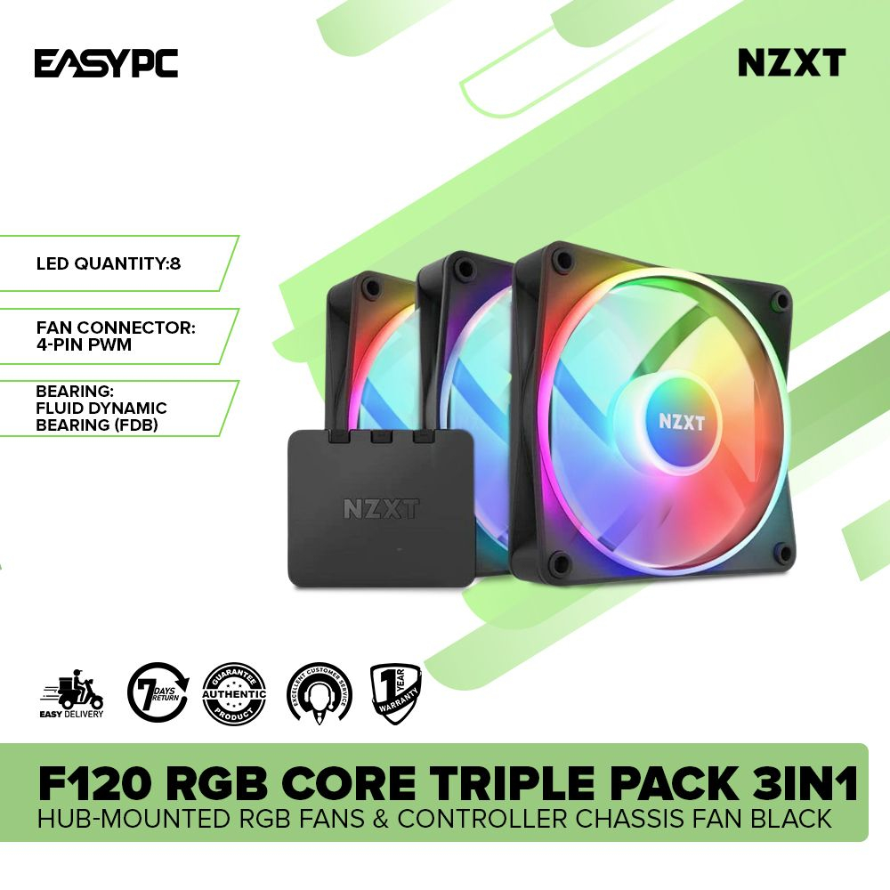 EasyPC| NZXT F120 RGB Core Triple Pack 3in1 Case Fan|Hub-Mounted RGB ...