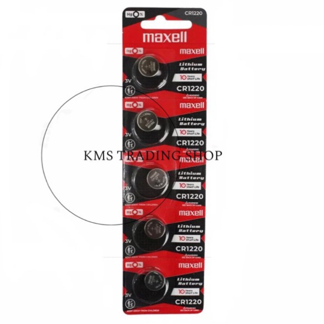 Original Maxell CR-1220 3V Lithium Button Cell CR1220, DL1220, ECR1220 sold per pc or per pad ...