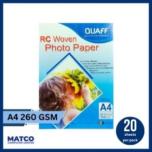 QUAFF RC Woven Photo Paper 260gsm 20 sheets A4 3R sizes | Shopee ...