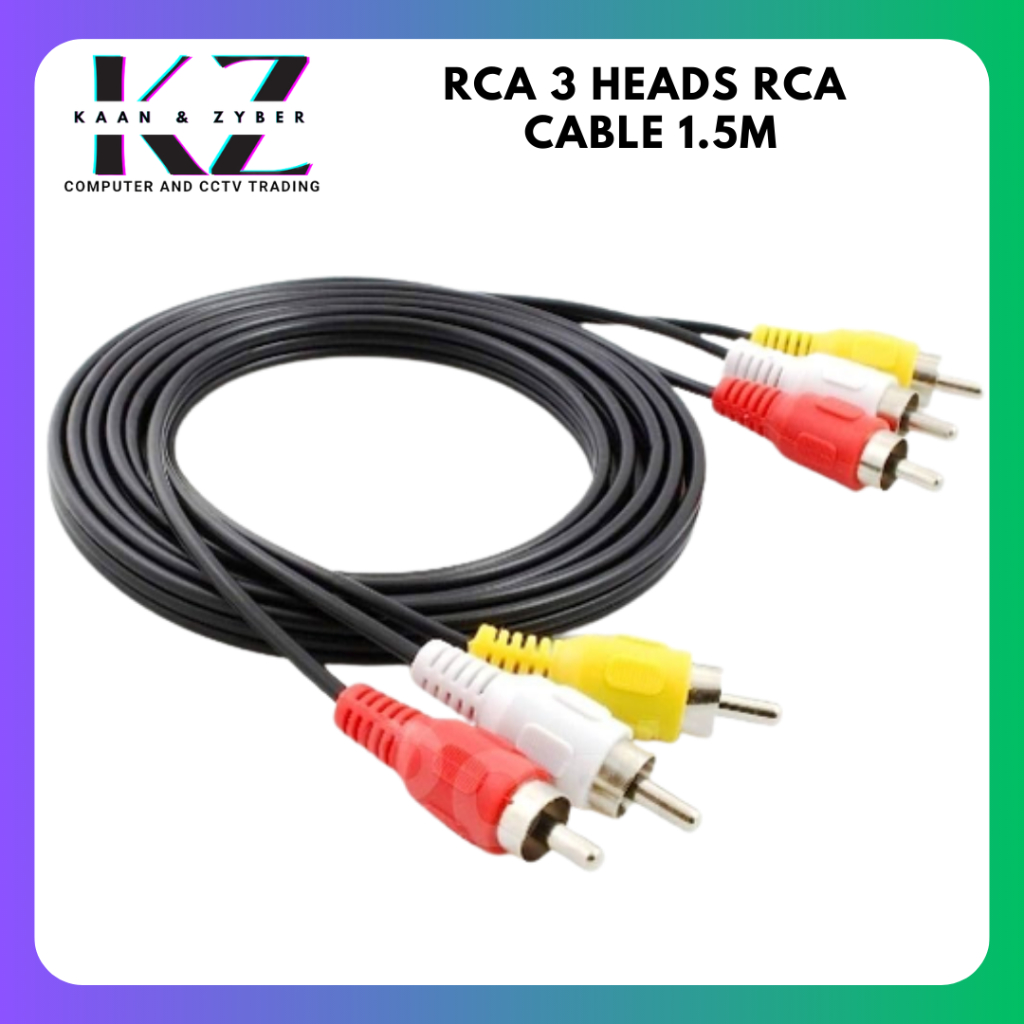 RCA 3 HEADS RCA CABLE 1.5M | Shopee Philippines