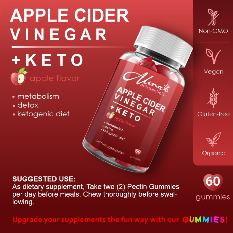 Alina Nutrisentials FDA Approved Apple Cider Vinegar Gummy + KETO 60 ...