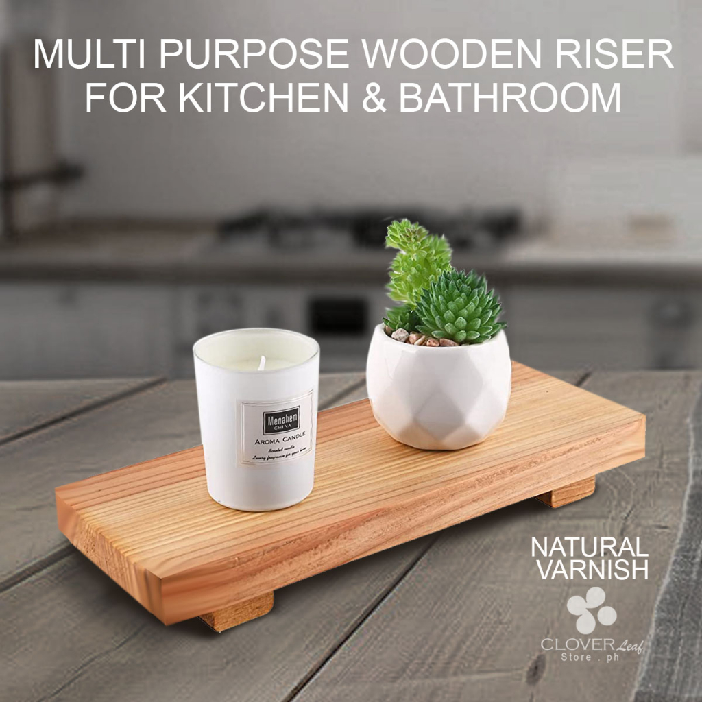 Multi Purpose Wooden Riser for Bathroom & kitchen. Natural varnish ...