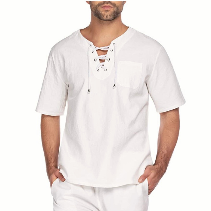 Shirt Men Premium Chinese Collar Casual Polo for Men Plain Cotton Short ...