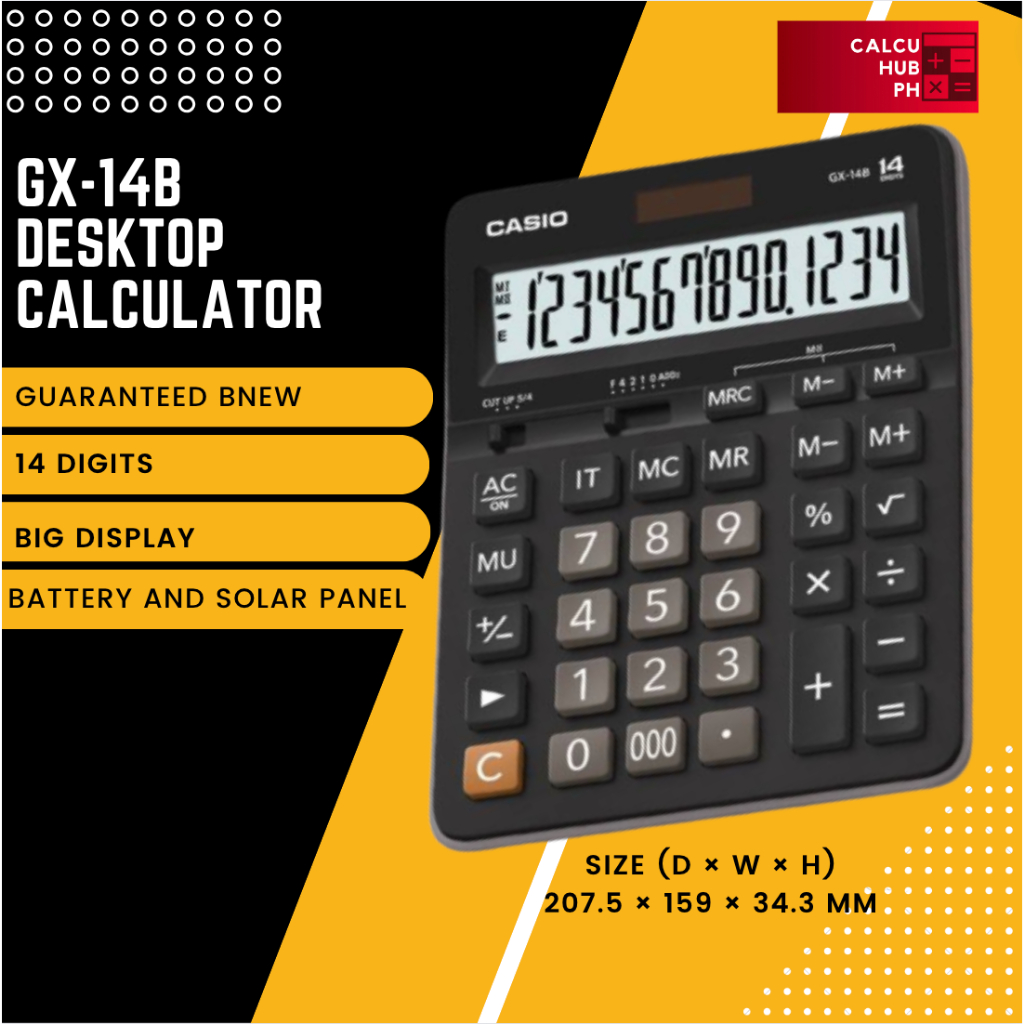 CASIO GX14B DESKTOP CALCULATOR ORIGINAL 14 DIGITS WITH 1 YEAR WARRANTY ...