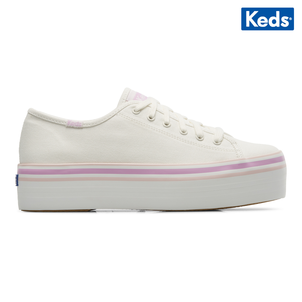 Keds Women's Triple Up Canvas Foxing Stripe Sneaker White/Lilac ...