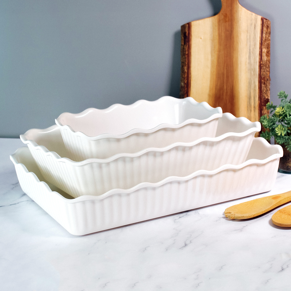 Melawares Ivory 10 inch, 13 inch, 15 inch Rectangular Server Set ...