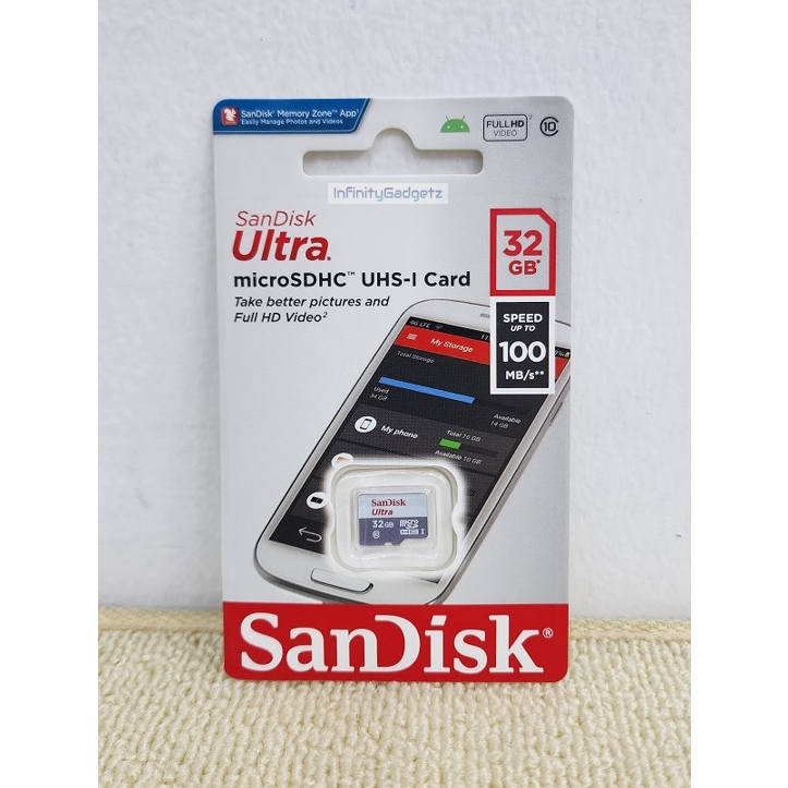 Sandisk Ultra 32GB Micro SD Class 10 100MB/s sdsqunr-032g | Shopee Philippines