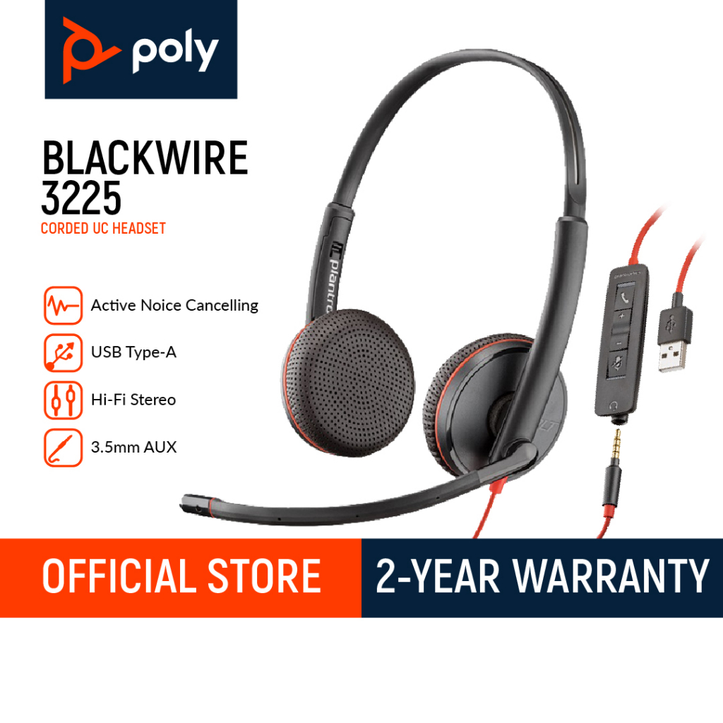 Poly Blackwire 3225 Stereo USB-C Headset +3.5mm Plug +USB-C/A | Shopee Philippines