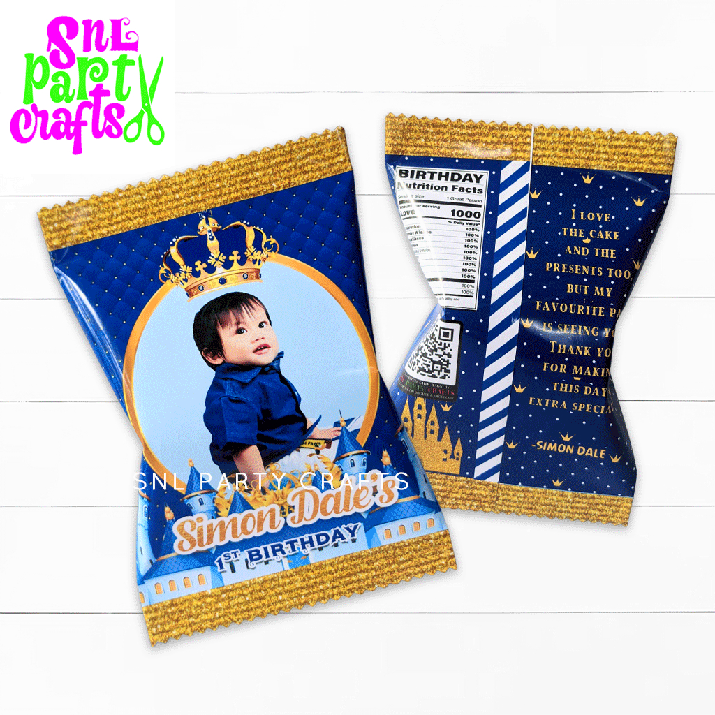 Royal Prince Chip bag Customized Candy pouch Birthday Souvenir ...