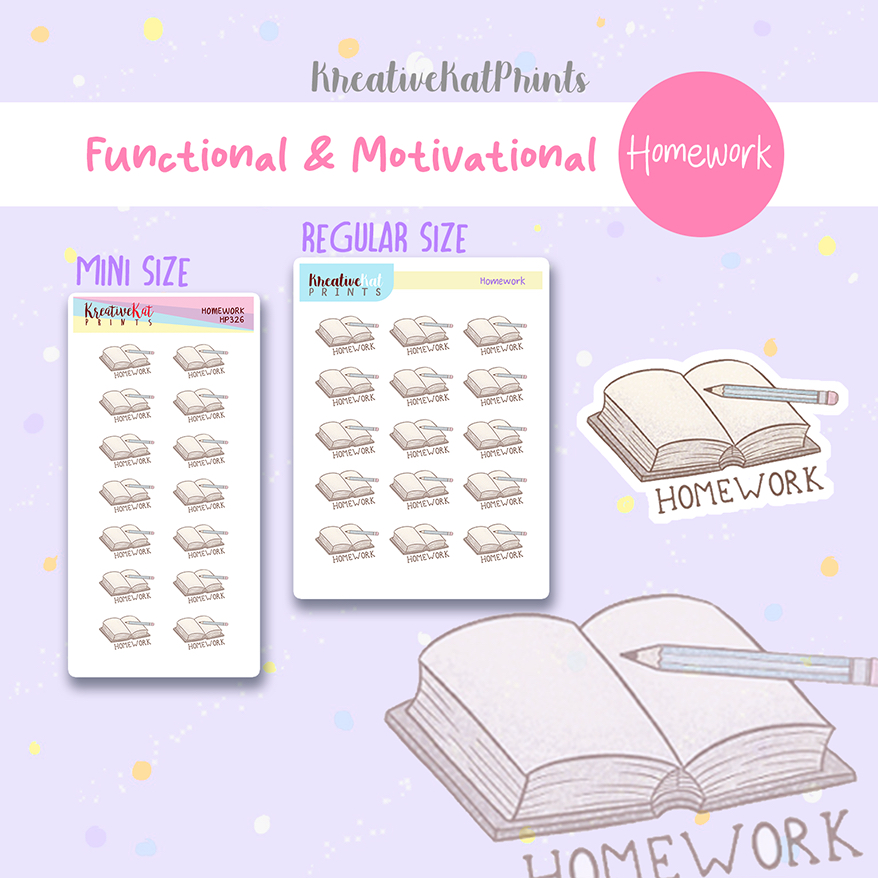 Planner Sticker - HOMEWORK Kawaii Functional Stickers for PLanning ...