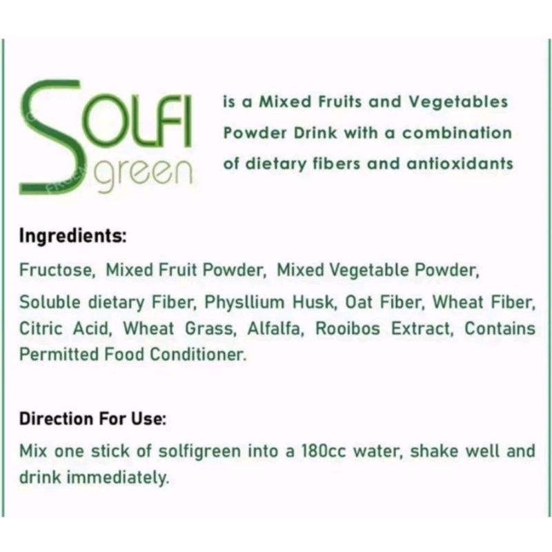 Solfi Green Mixed F&V Powder Drink (30 sachet) New Packaging | Shopee ...