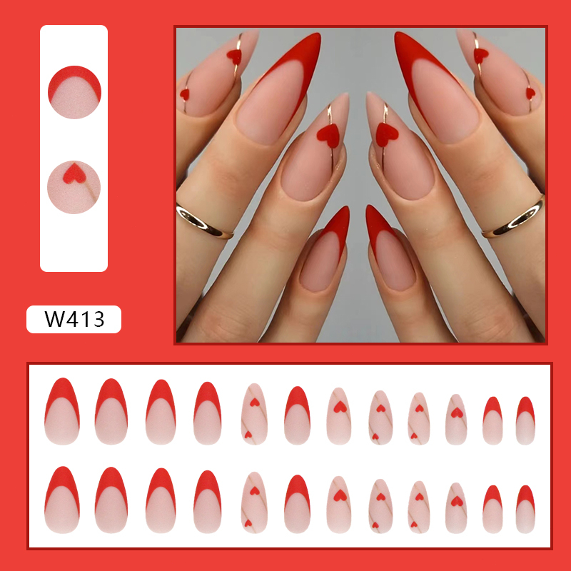 24pcs Fake Nails Set With Glue High Quality Fake Nail Stickers Kit Long ...