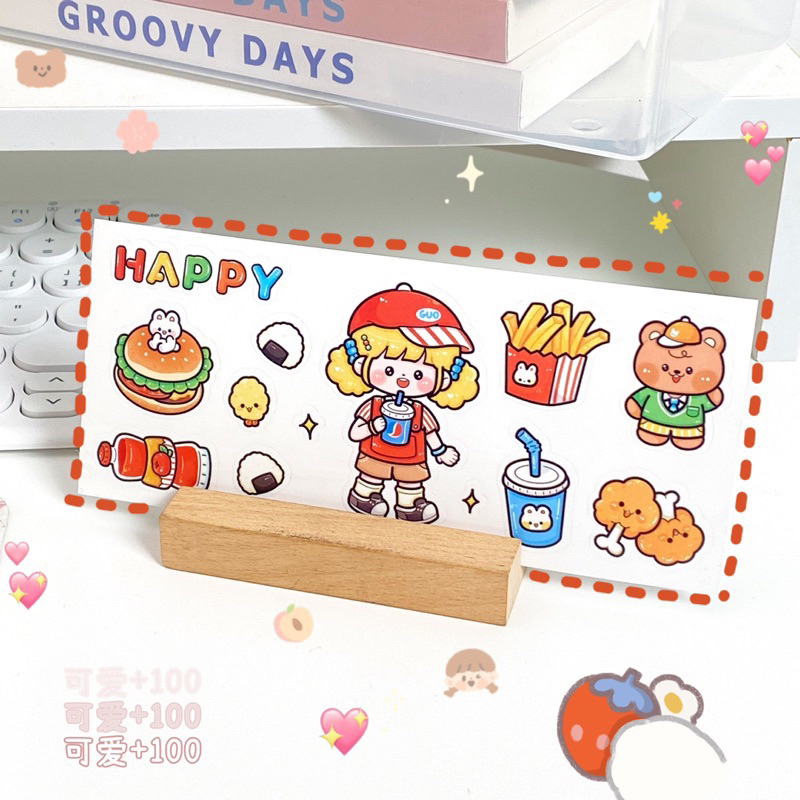 cute sticker thermos plastic cup creative sticker waterproof PVC ...