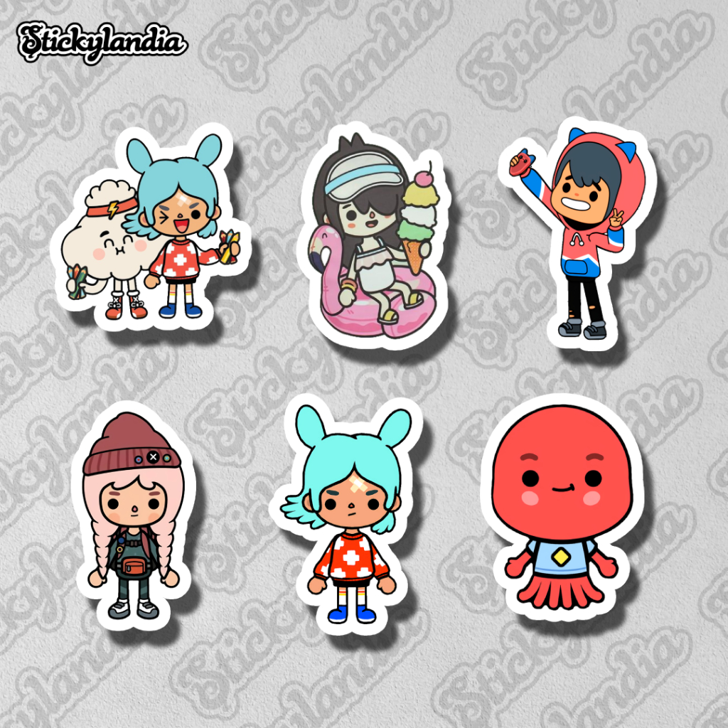 Stickylandia Toca Boca Life World Waterproof Vinyl Sticker Set Laptop ...
