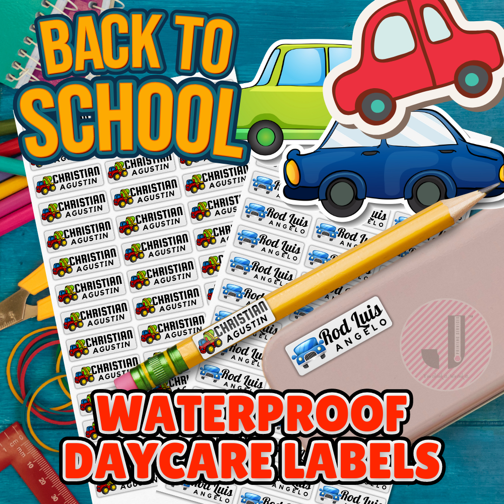 CAR DESIGN Waterproof Daycare Labels, Preschool Labels, Name Stickers ...