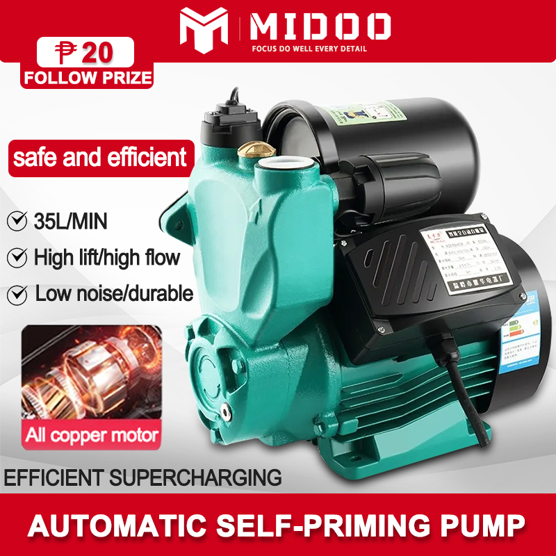 MIDOO Water Pump 220V Automatic Self-Priming Peripheral Pumps Household high-lift Jet Pump ...