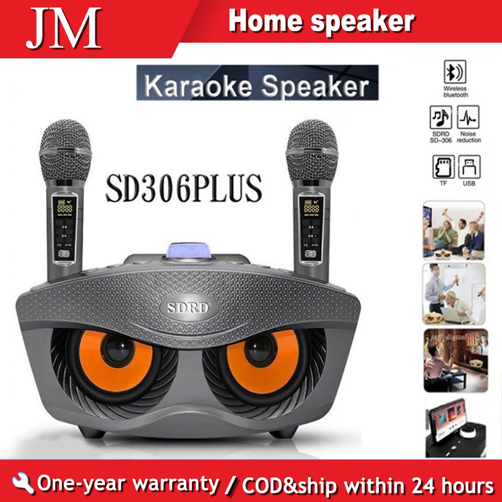 SDRD SD-306 Plus Wireless Bluetooth Dual Microphone Karaoke Portable 3D Stereo Speaker mic ...