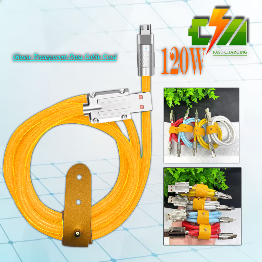 Transparent Glossy Type Micro V8 120W 6A USB C Cable Super Fast Charger ...