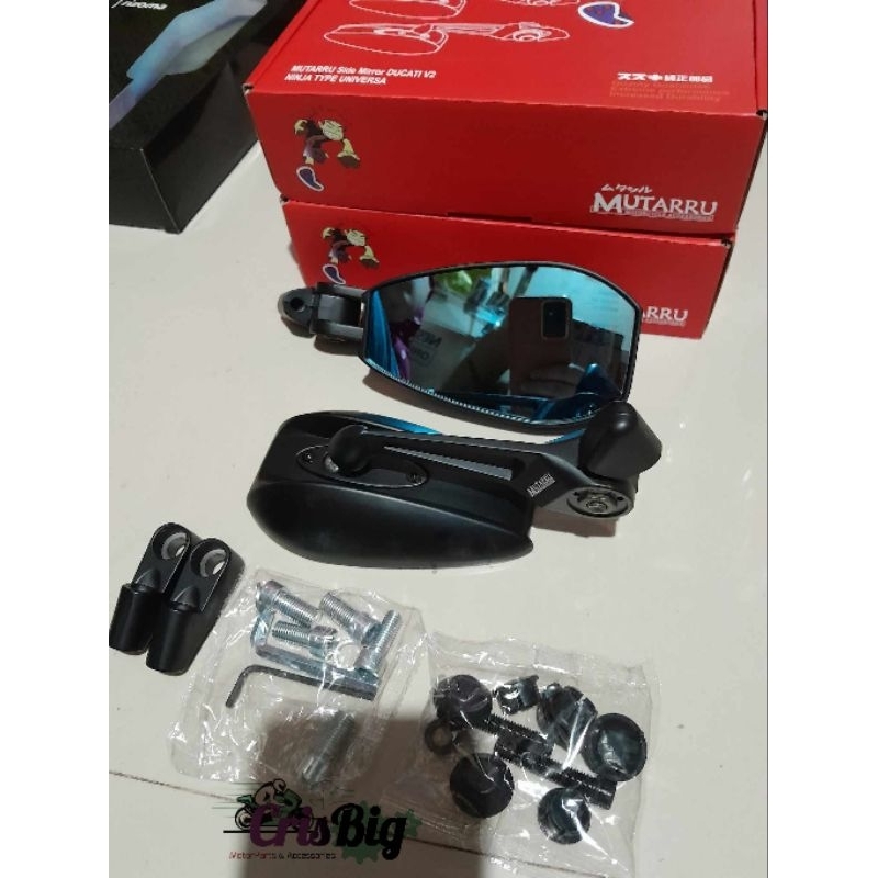 MUTARRU SIDE MIRROR FULL ADJUSTABLE WITH BLUE LENS (universal) | Shopee ...