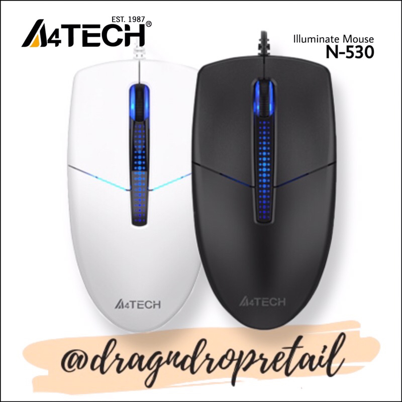 A4TECH N-530 Illuminate Backlit Wired Office Mouse USB - Black & White ...