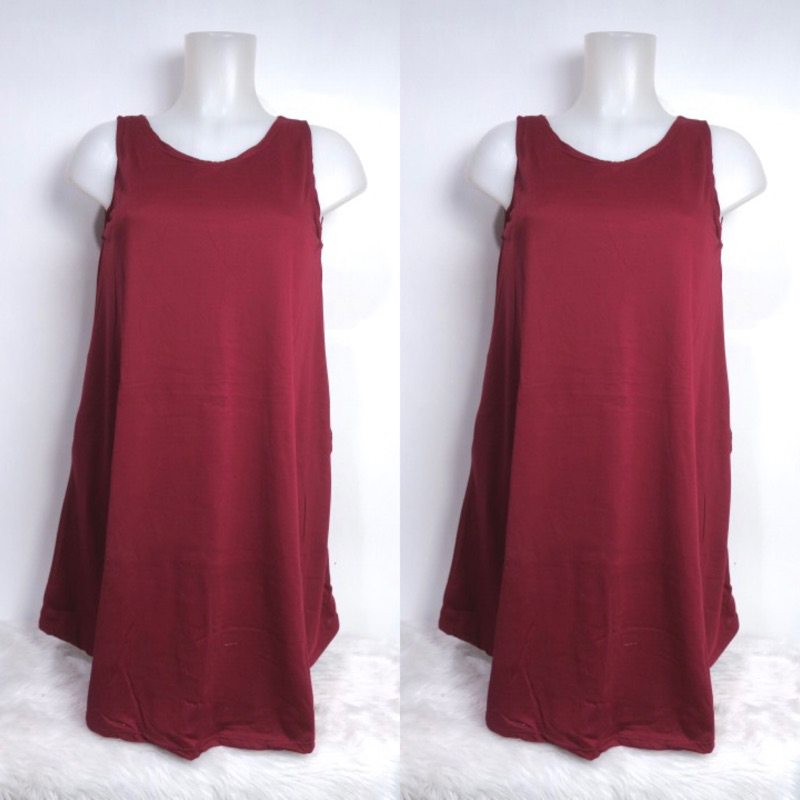 Plus Size Plain Regular Sleeveless Sando Dress With Pockets|Fits M to ...