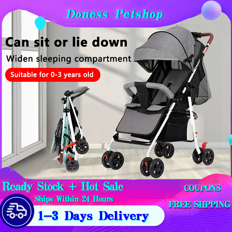 Baby stroller 360 degree rotating folding stroller can sit or lie down ...