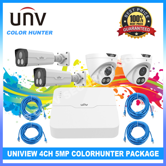 UNIVIEW 5MP COLOR HUNTER IP NETWORK CCTV PACKAGE UNV KIT | Shopee ...