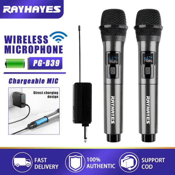 Kimp Rechargeable Wireless Microphone Original Dual Handheld Microphone ...