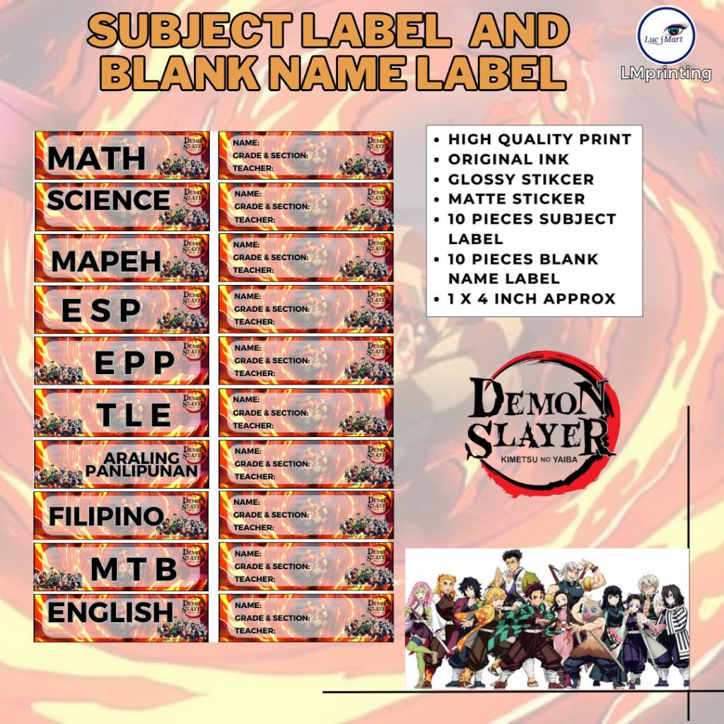 LUCSMART fast shipping - DEMON SLAYER ANIME THEMED STICKER LABEL AND ...