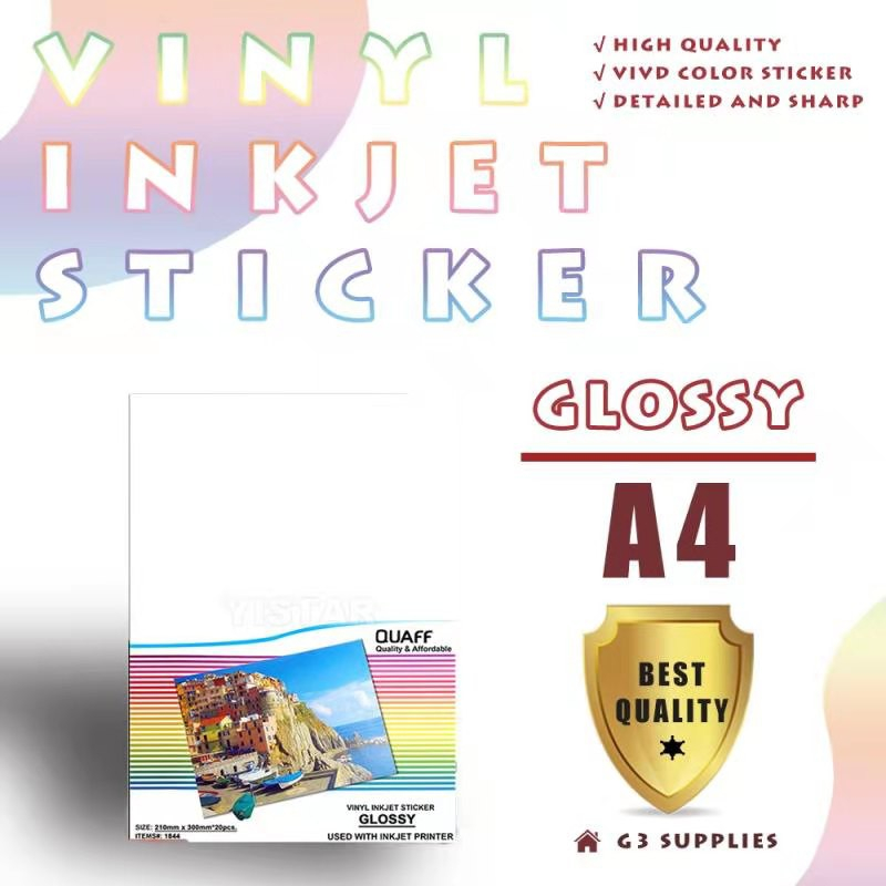 QUAFF Vinyl Inkjet Sticker A4 Size Matte Glossy Transparent Sticker ...