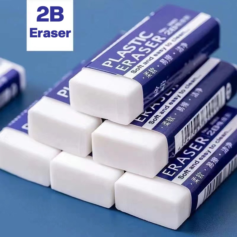 1PC 2B White Pencil Eraser PVC Plastic Eraser Student Stationery Office ...
