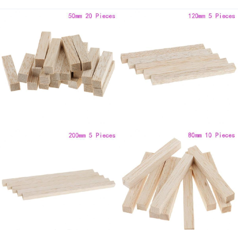 80mm*10pcs Wooden Sticks Dowels Pole Rods Balsa Square Wood Stick for ...