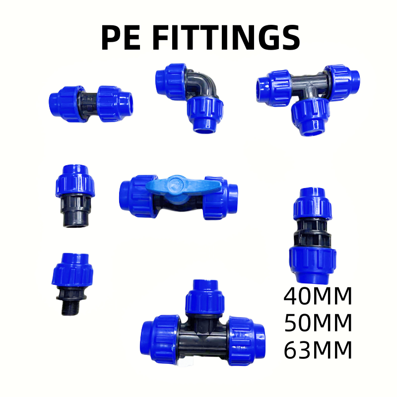 40，50，63 PE Compression Fittings hdpe pvc pipe elbow tee coupling valve female male | Shopee ...