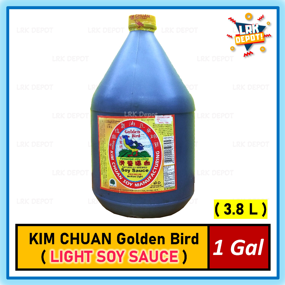 KIM CHUAN Golden Bird Naturally Brewed Chinese Premium Light Soy Sauce - 3.8 L (1 Gallon ...