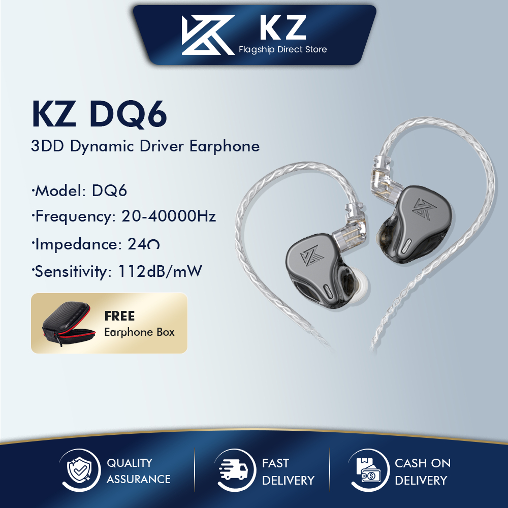 KZ DQ6 3DD Dynamic Driver Earphone with Microphone Bass HIFI Earbuds In-Ear Monitor Earphones ...