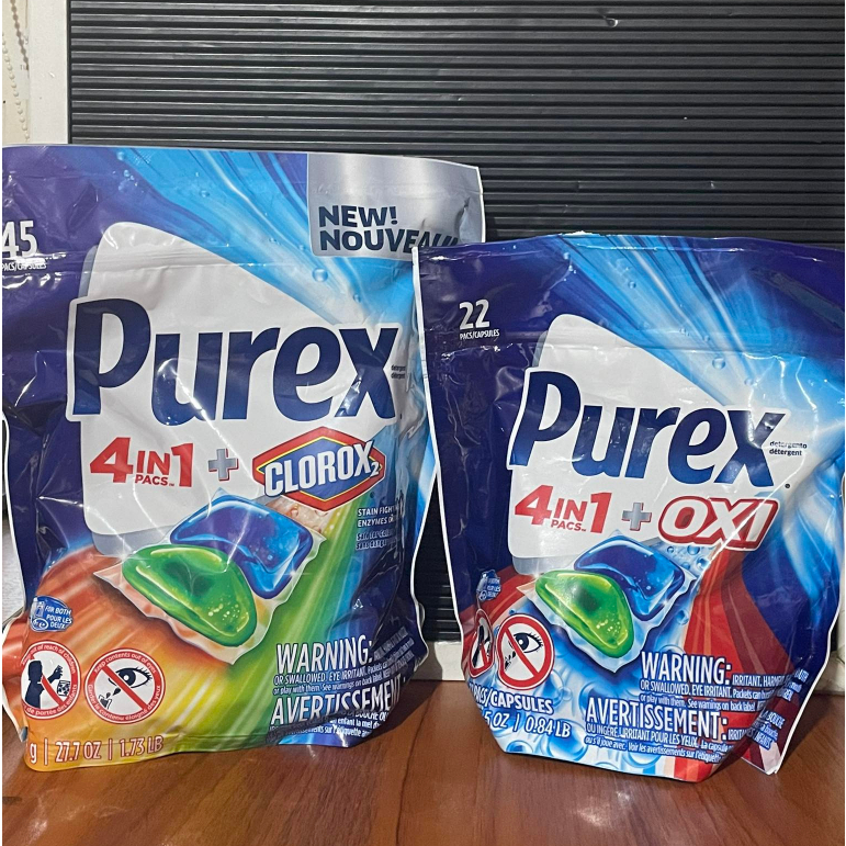 Purex 4-in-1 + OXI Laundry Pacs 22 Capsules / Purex 4-in-1 + CLOROX 45 ...