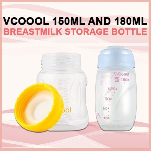 V-Coool 180ml and 150ml Milk Storage Bottle Wide Neck Standard Breastmilk Storing Bottles ...