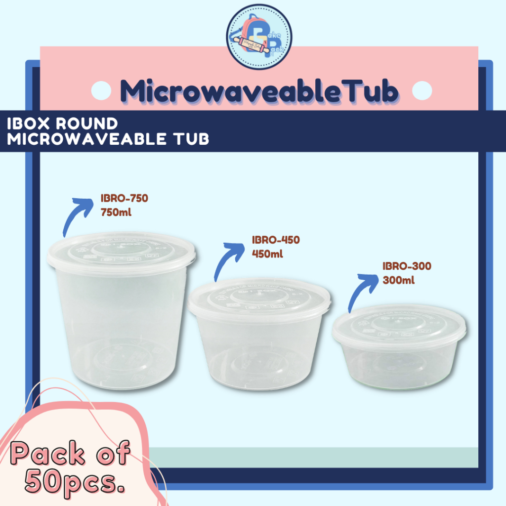 Pack of 50 - Round Microwaveable Tub (300ml/ 450ml/ 750ml ) | Shopee ...