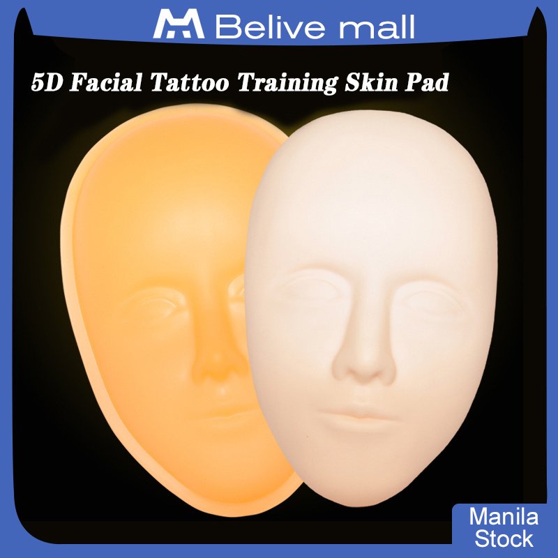 5D Facial Tattoo Training Skin Pad Head Silicone 5D Tattoo Training ...