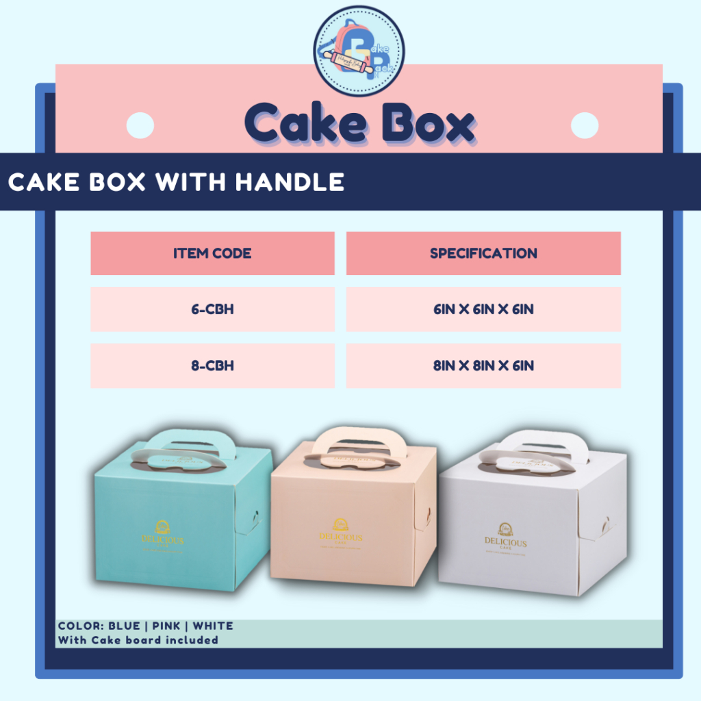 Cake Box with Handle ( With Cake Board included) | Shopee Philippines