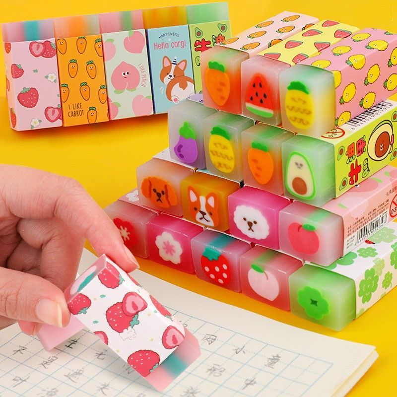 1PC Creative cute cut fruit sandwich eraser student art jelly color ...