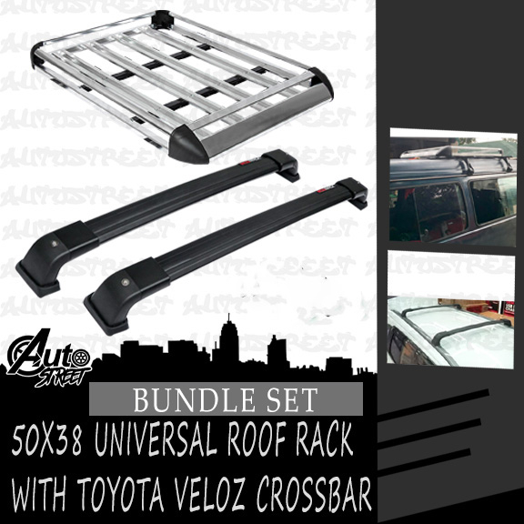50x38 Aluminum Double Wall Roof Rack Top load Carrier Silver Bundle ...