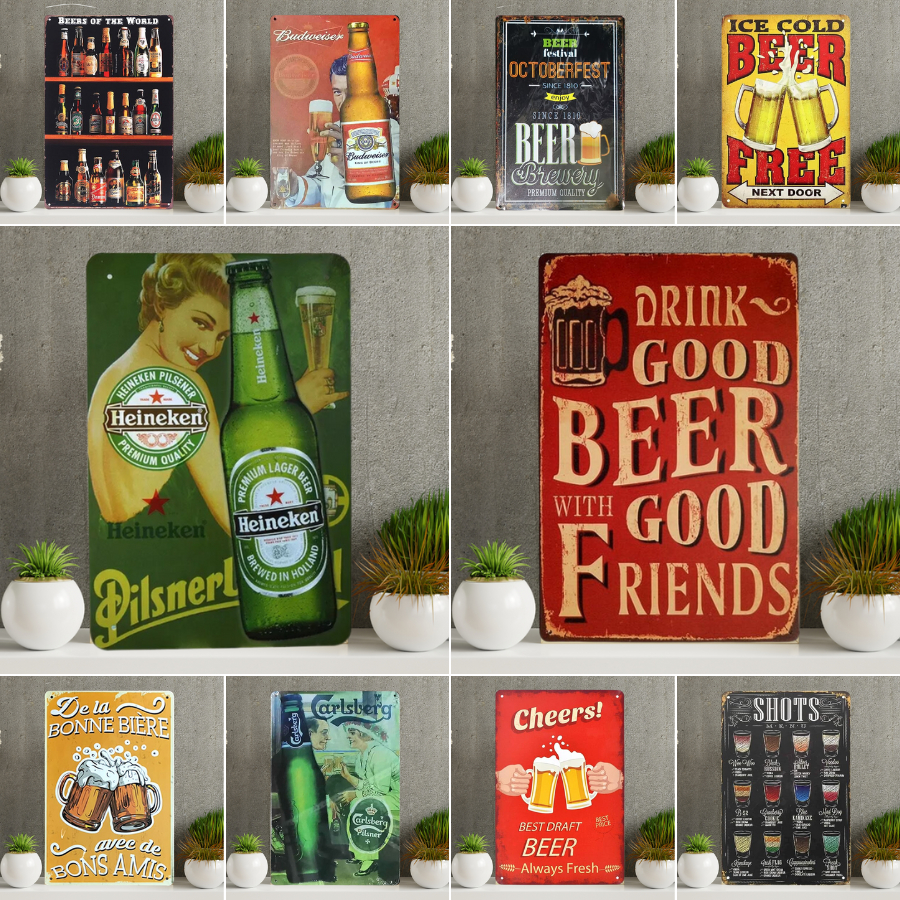 Decors and Beyond Rustic Vintage Beer Signs Metal Tin Plate Home Wall ...