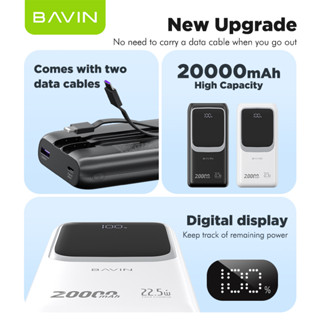 Bavin PC1029 PC1030 Fast Charging 20000mAh 10000mAh Power Bank 22.5W Built In Cable | Shopee ...
