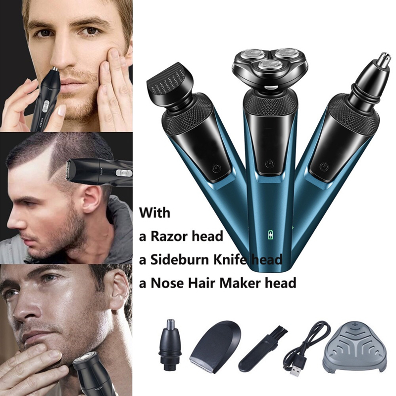 3 In 1 Three-head Shaver Set Men's Electric Washable Shaver USB ...