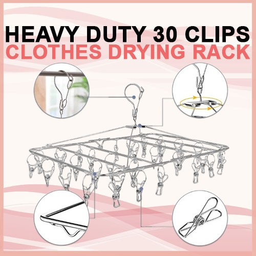 30 PCS Clips Stainless Steel Hanger Baby Clothes Hanging Drying Rack ...