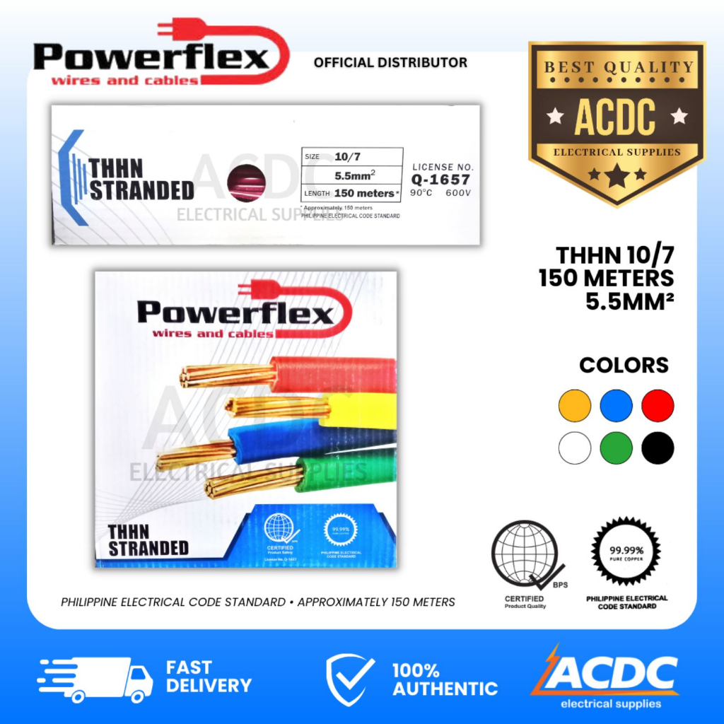ORIGINAL #10 POWERFLEX THHN 150 meters 5.5mm2 Stranded Cable Wire #10 ...