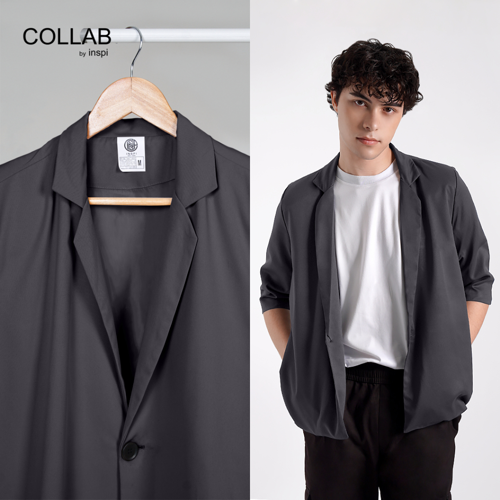 COLLAB by Inspi Coat Blazer For Men Half Sleeve Plain Cardigan Jacket ...