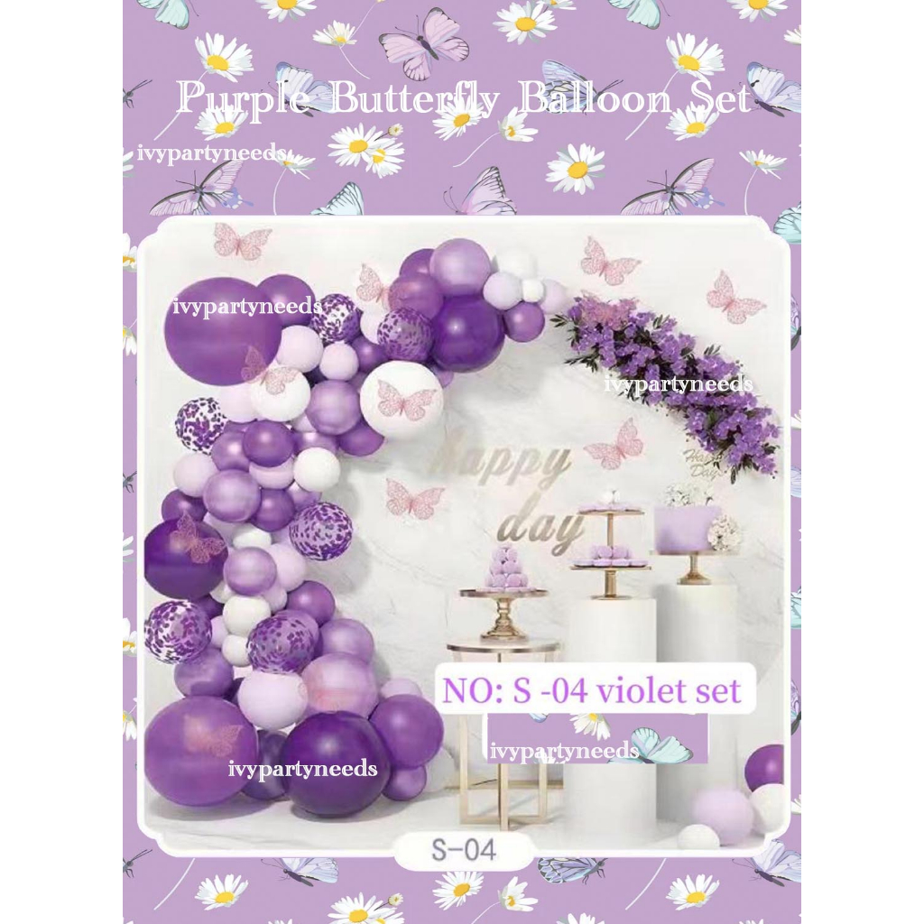 Purple Butterfly Balloon Garland Set for Birthday Debut Celebration ...