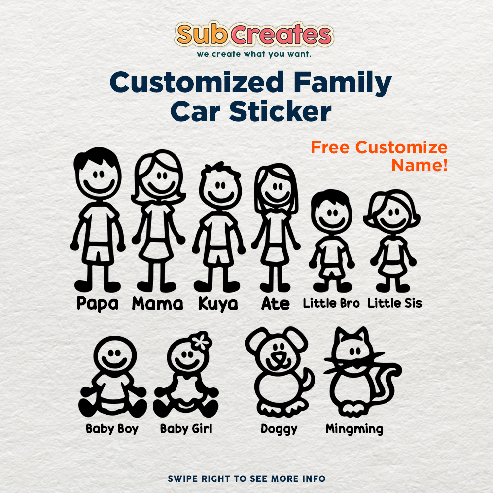 Customized Family Car Sticker Decal Waterproof With FREE NAME (by ...